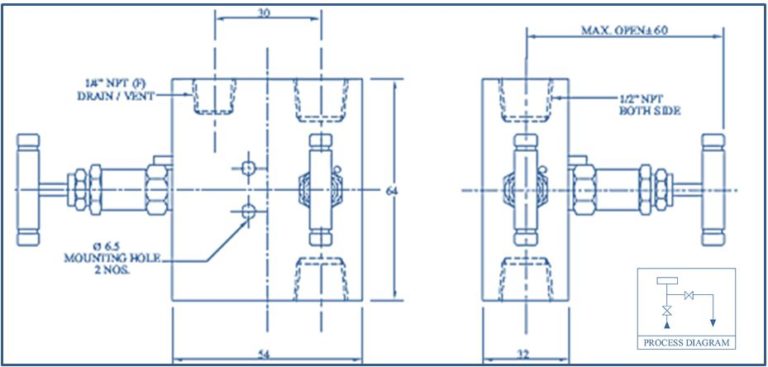 2 Way Manifold Valves - Block and Bleed Valves and Gauge Valves