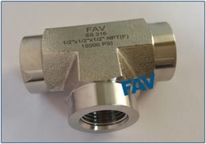 High Pressure Tee in 10000 psi , 700 Bars in NPT and BSP