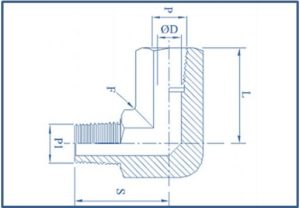 High Pressure Elbow Male X Female,15000 psi. Materials used SS, CS