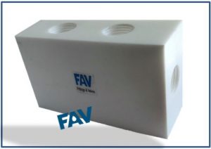 PTFE 2 way Manifold Block - FAV Fittings and Valves