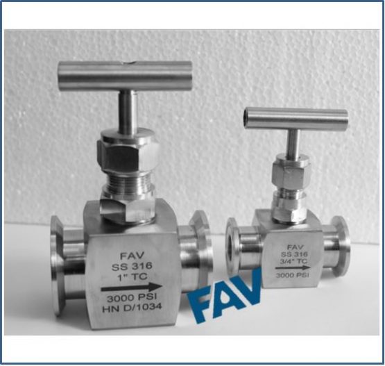 Sanitary Needle Valve with Clamps ,Tri Clover Clamping , TC Type