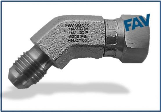 Elbow JIC Male x JIC Female Swivel - FAV Fittings and Valves