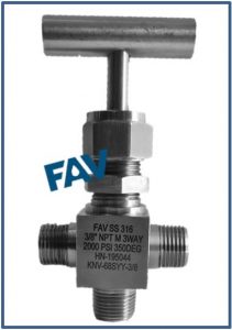 Needle Valve 3 Way Male - FAV Fittings and Valves