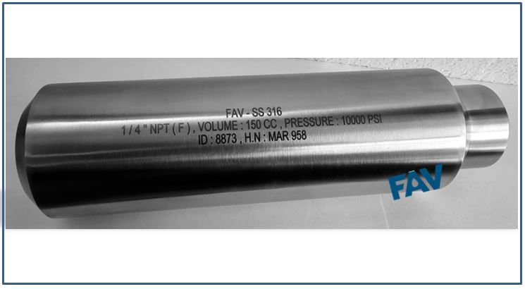 High Pressure Sampling Cylinder Single Ended 15000 Psi - FAV Fittings ...